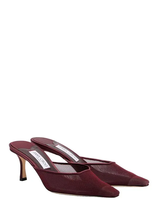 JIMMY CHOO Vivi 65 Mesh Mules - Burgundy