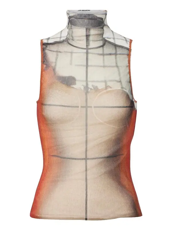 JEAN PAUL GAULTIER Fire Tulle Top - Multicoloured