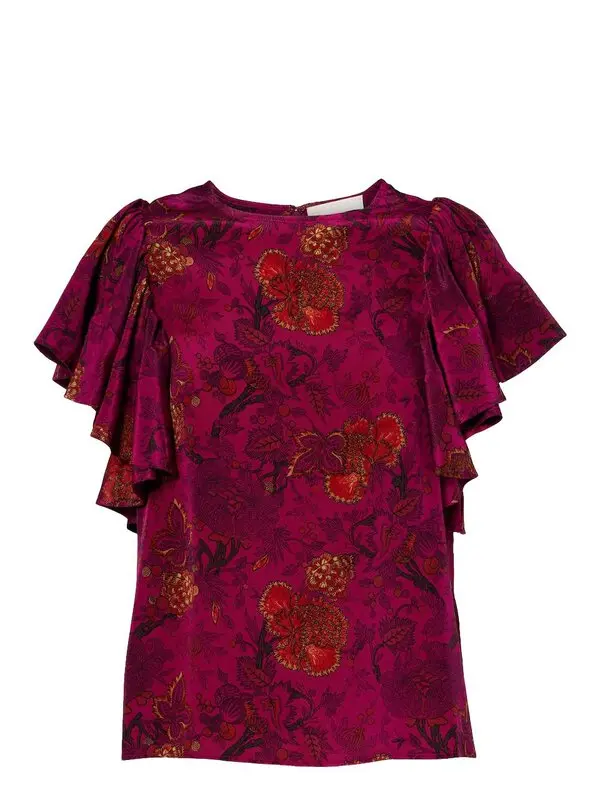 Ulla Johnson Lena Floral Silk Crepe De Chine Top - Multicoloured