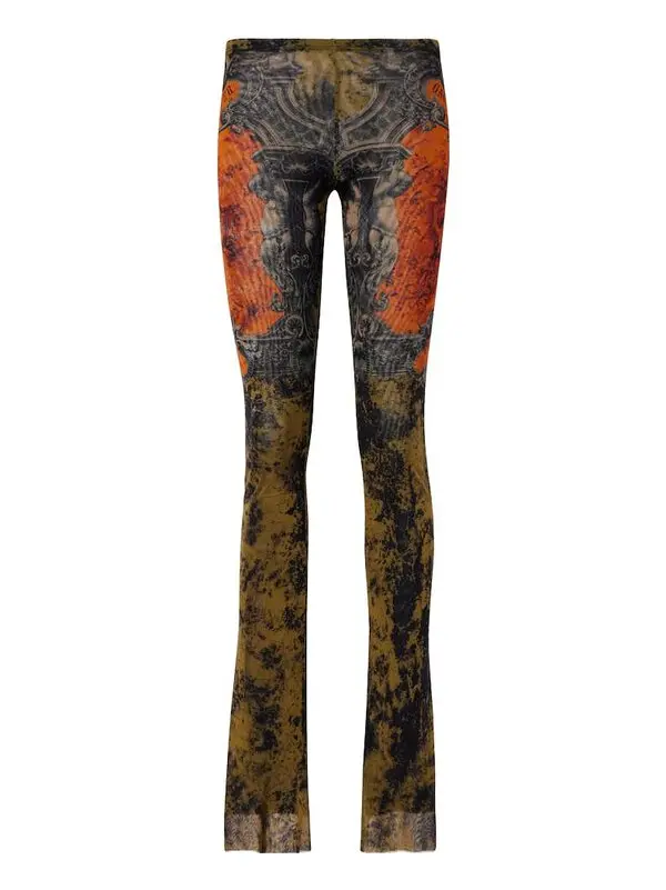 JEAN PAUL GAULTIER Medaillon Printed Mesh Slim Pants - Multicoloured