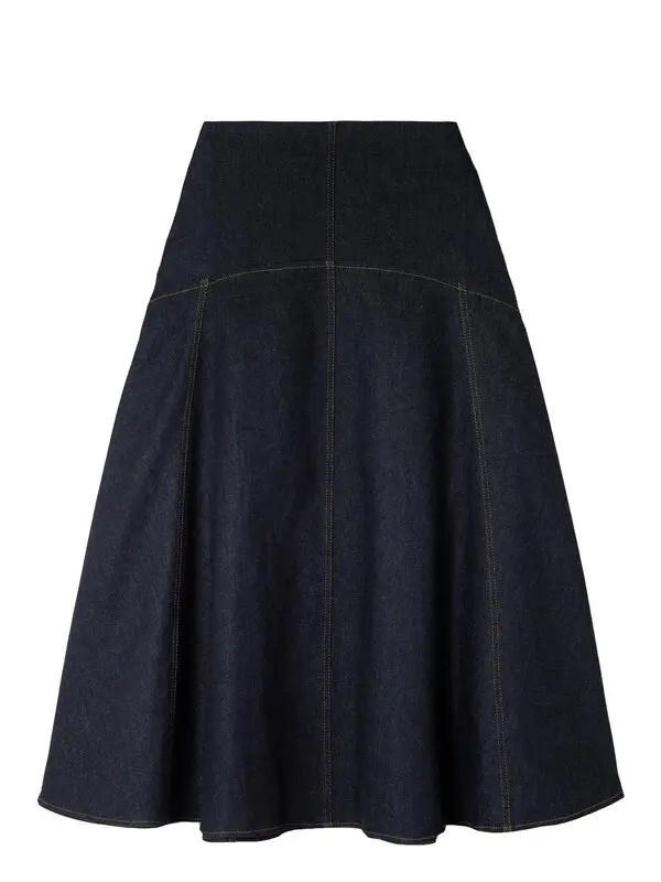 Jacquemus Triangle De-nîmes Embroidered Denim Midi Skirt - Blue