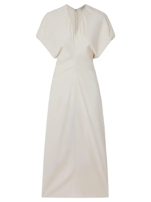 ANINE BING Zadig Gathered Crepe Midi Dress - Neutrals