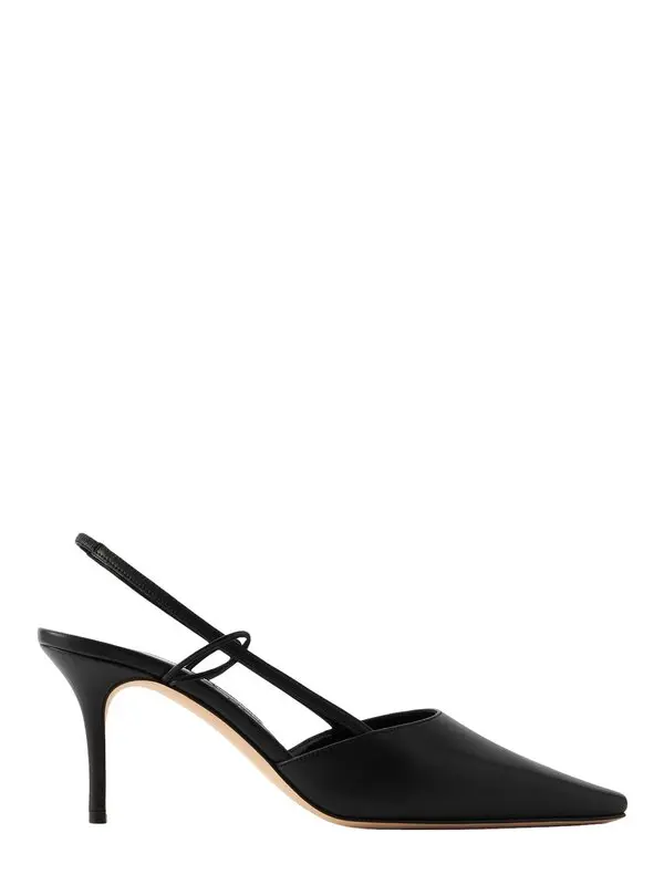 Manolo Blahnik Touki 70 Leather Slingback Pumps - Black