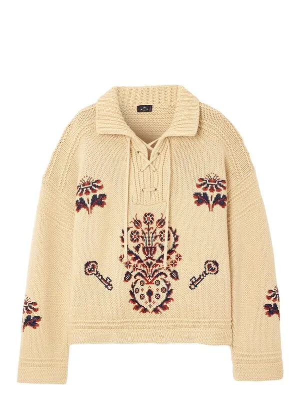 Etro Wool And Cashmere-blend Polo Sweater - Neutrals