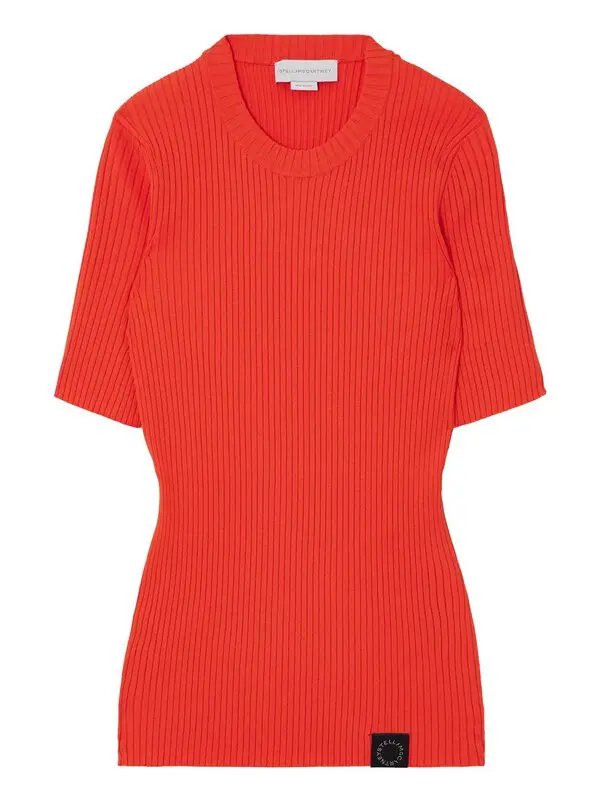 Stella McCartney Ribbed-knit T-shirt - Red