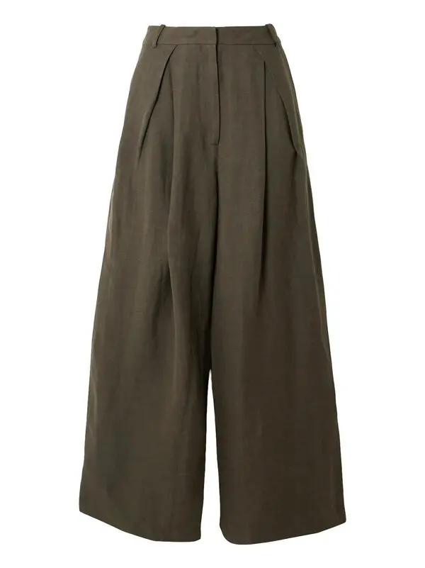 Faithfull The Brand Astrid Pleated Wide-leg Pants - Green