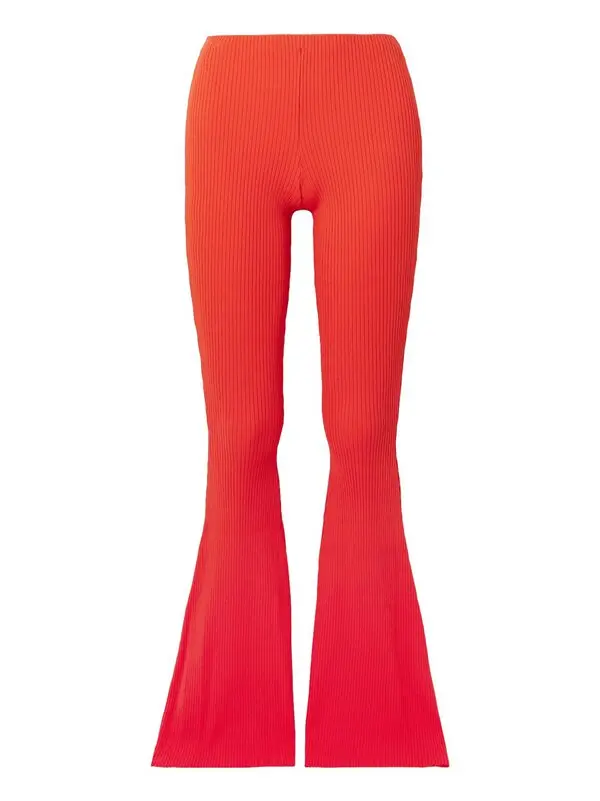 Stella McCartney Recycled Ribbed-knit Flare Pants - Red