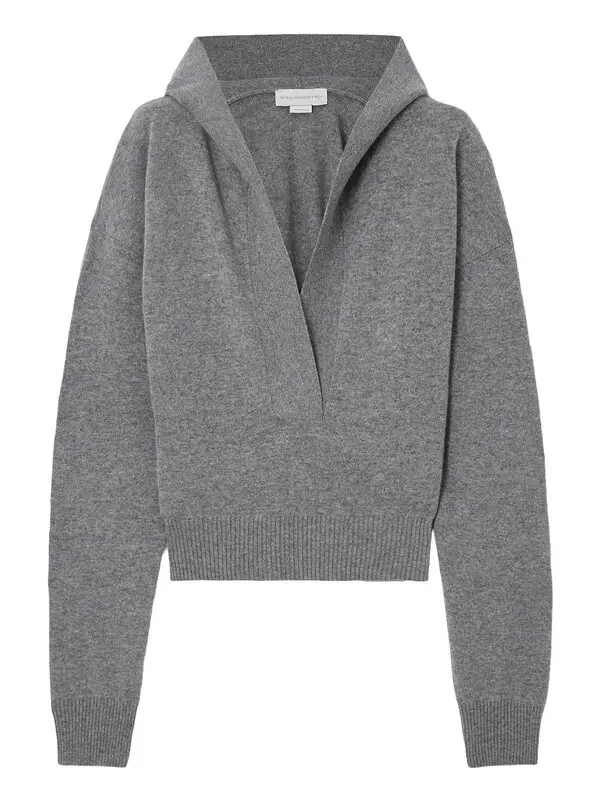 Stella McCartney Cropped Hooded Wool Sweater - Gray