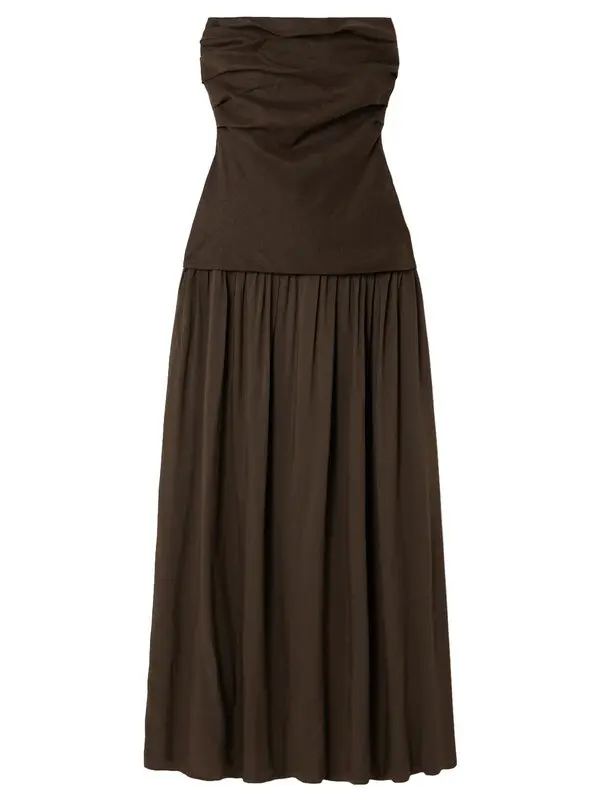 Faithfull The Brand Hedy Strapless Gathered Maxi Dress - Green