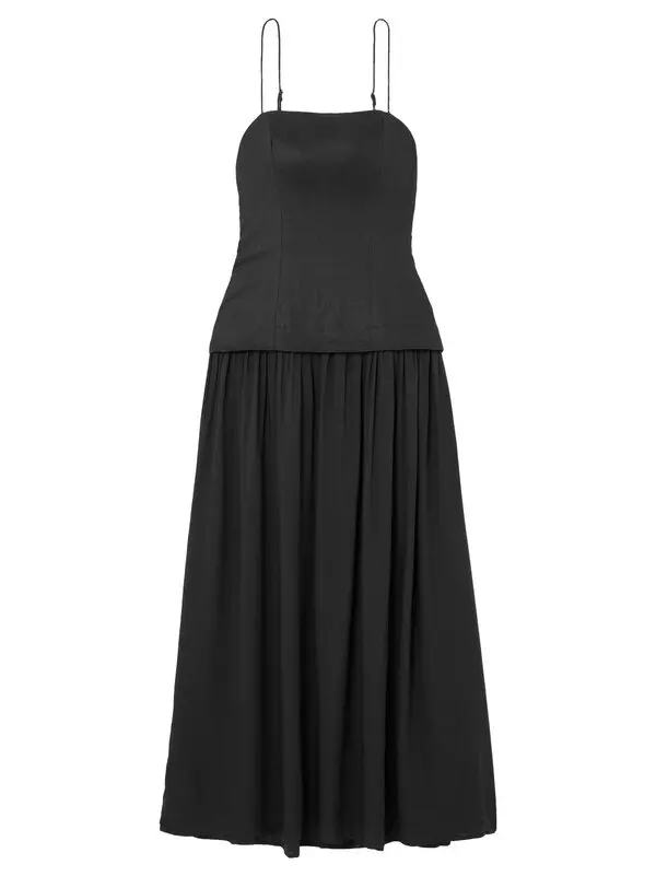 Faithfull The Brand Lenise Linen And Woven Maxi Dress - Black