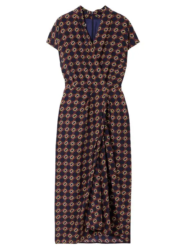 Dries Van Noten Wrap-effect Printed Midi Dress - Brown