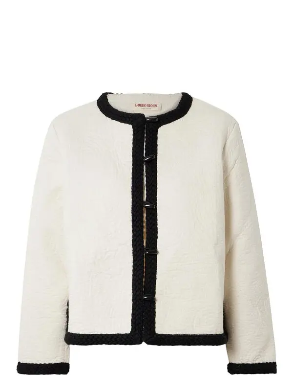 EMPORIO SIRENUSE Iole Braid-trimmed Quilted Jacket - White