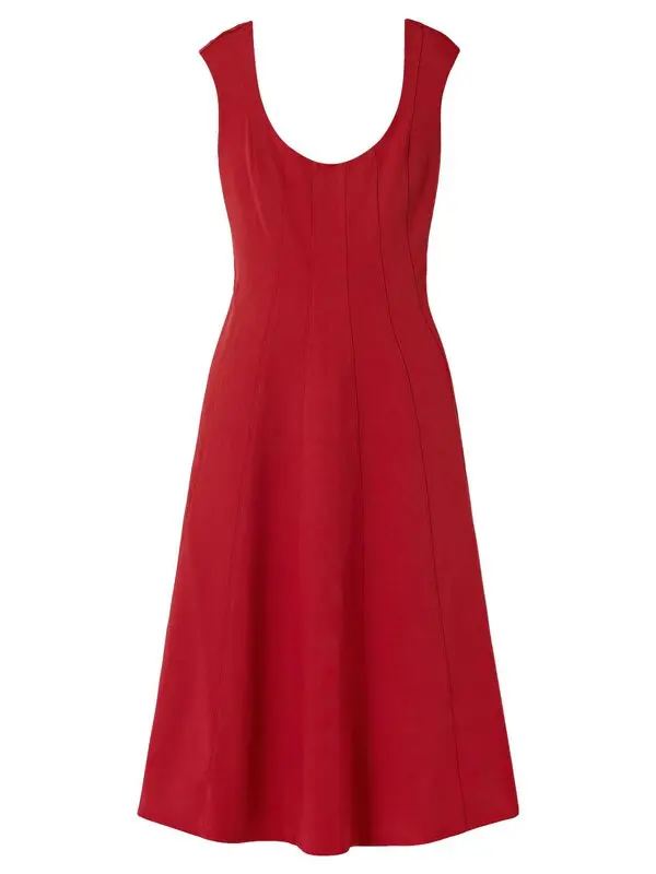 Staud Charlotte Woven Midi Dress - Red