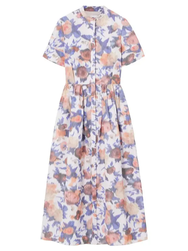 Erdem Floral-print Cotton-blend Taffeta Midi Dress - Multi