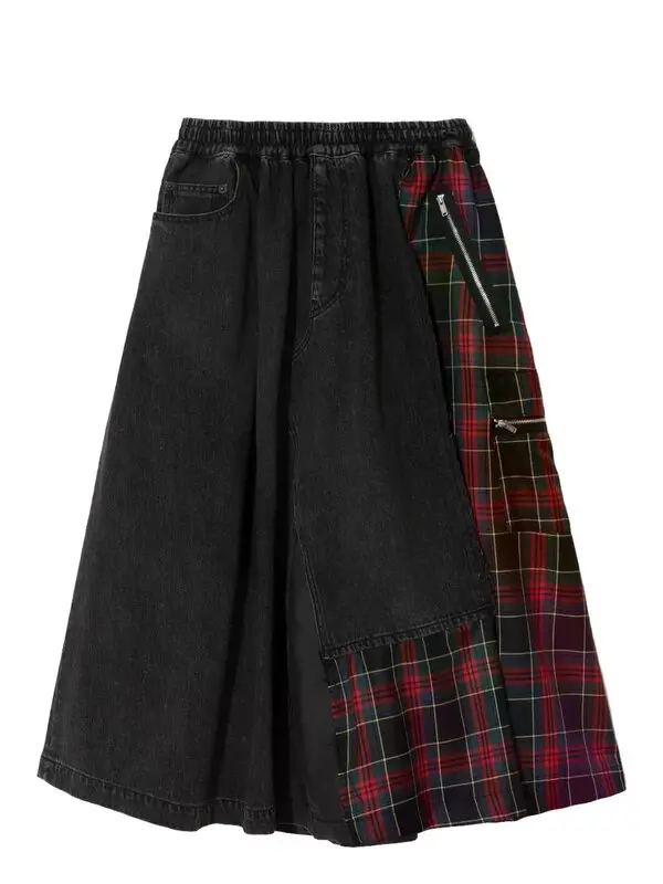 UNDERCOVERISM Plaid-panelled Midi Skirt - Black