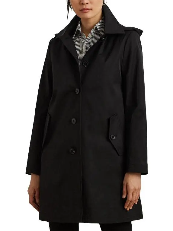 Ralph Lauren Longline Raincoat With Removable Hood - Black