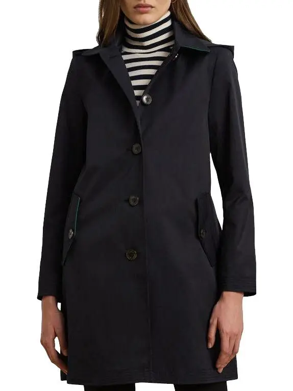 Ralph Lauren Longline Raincoat With Removable Hood - Dk Navy