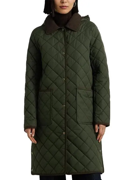 Ralph Lauren Diamond Quilted Hooded Coat - Litchfield Loden