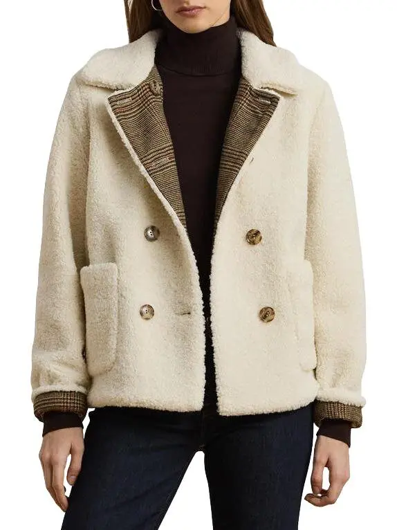 Ralph Lauren Double-breasted Teddy Faux Fur Coat - Cream
