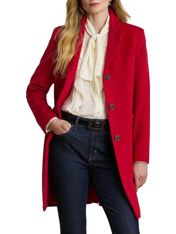Ralph Lauren Longline Wool Blend Coat - Festive Red