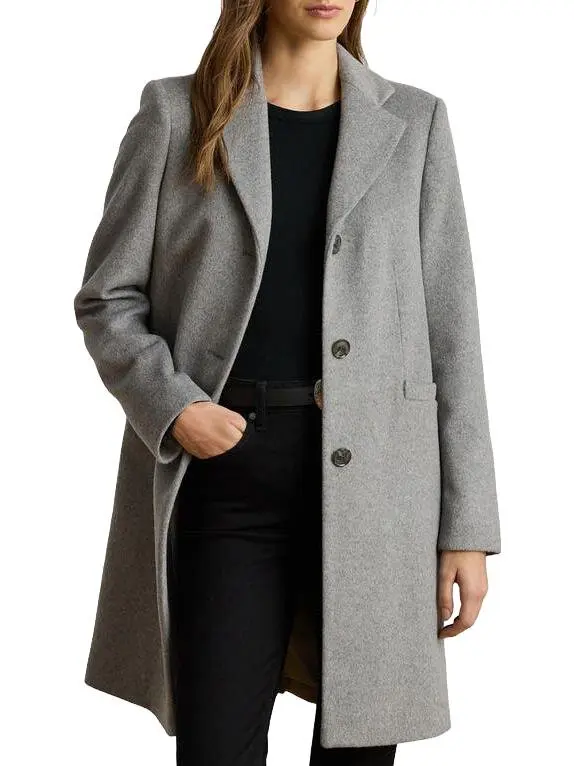 Ralph Lauren Longline Wool Blend Coat - Light Heather Grey
