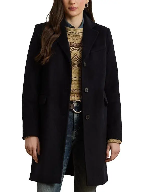 Ralph Lauren Longline Wool Blend Coat - Regal Navy