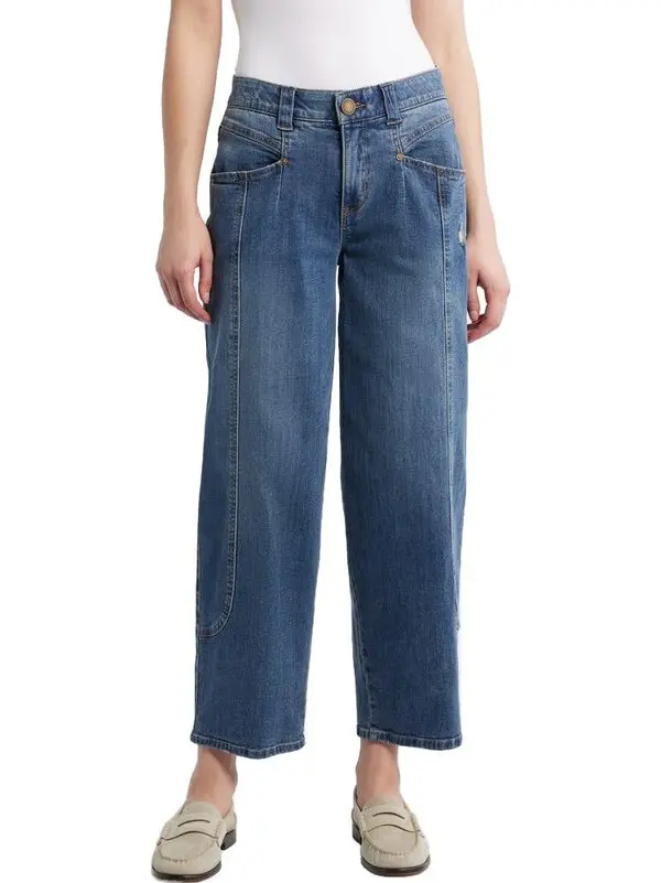 Wit & Wisdom High Waist Barrel Leg Jeans - Mid Blue Artisanal