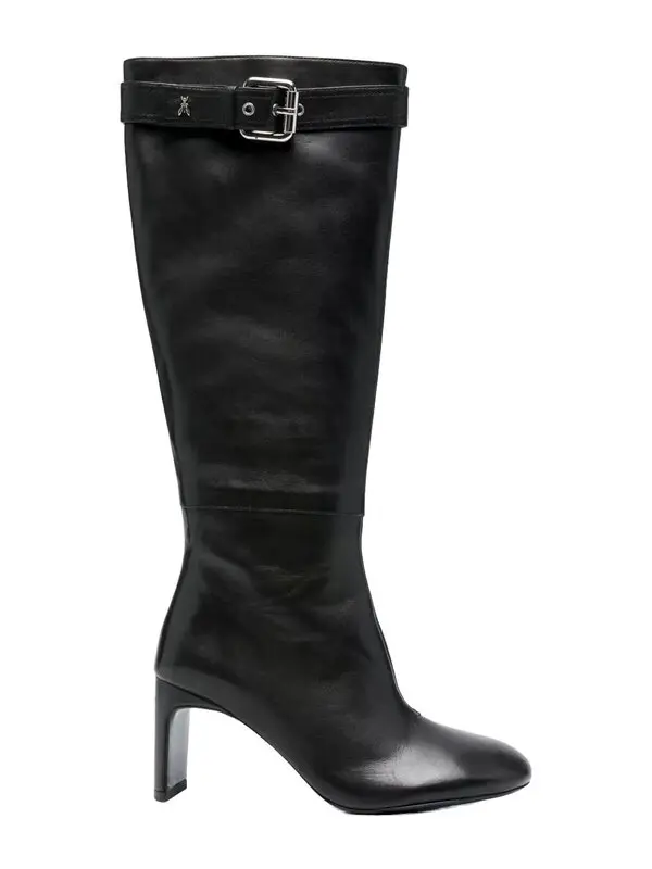 Patrizia Pepe 80mm Buckle-strap Leather Boots - Black