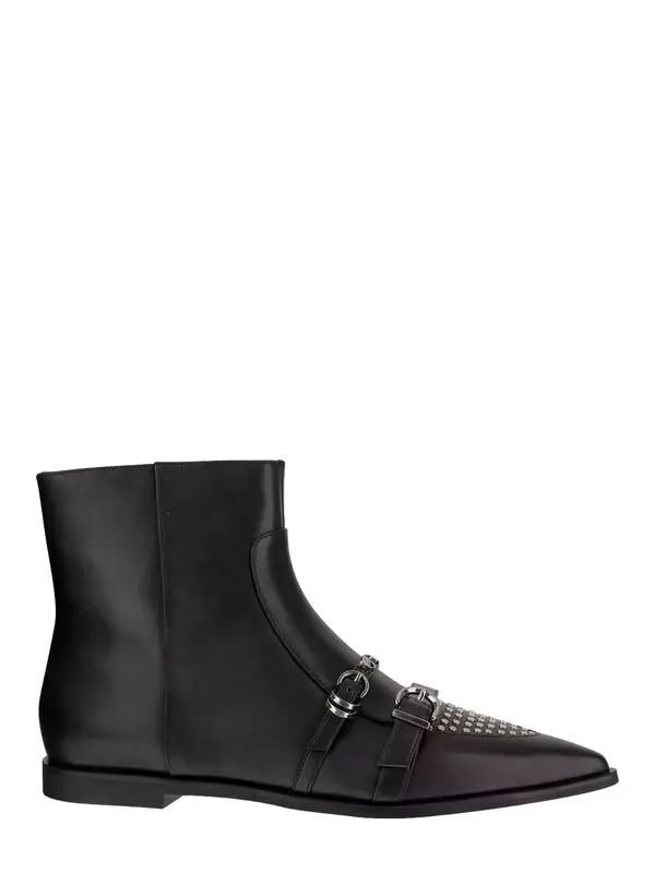 Pinko Buckle-detail Pointed-toe Boots - Black