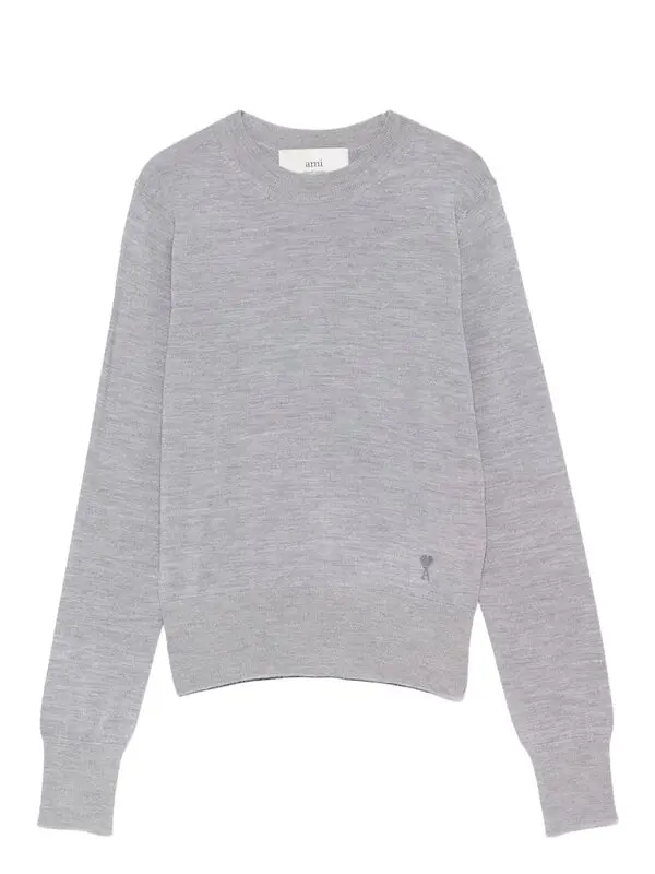 Ami Crew-neck Wool-silk Blend Sweater - Grey