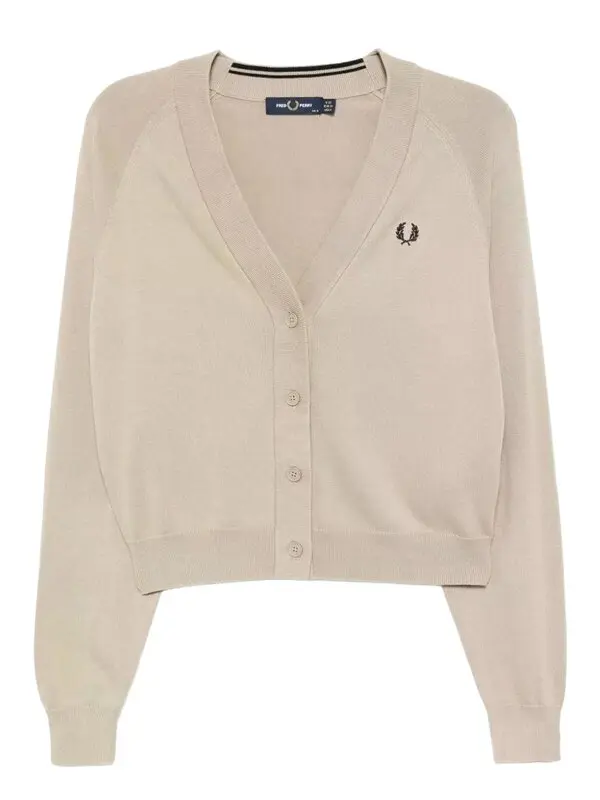 Fred Perry Logo-embroidered Cardigan - Neutrals