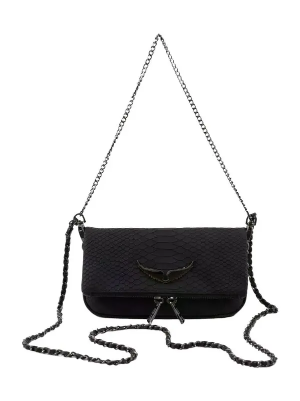 Zadig&Voltaire Snakeskin-effect Cross Body Bag With Chain Strap - Black