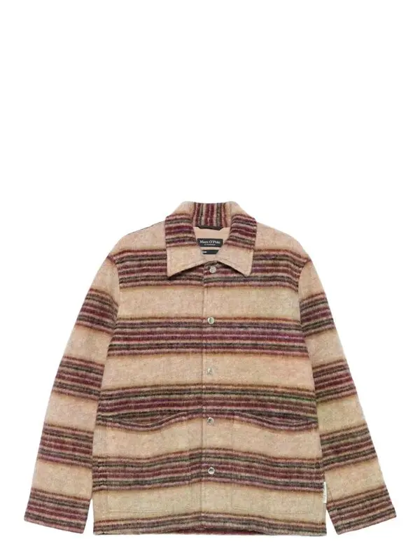 Marc O'polo Striped Wool-blend Shacket - Neutrals