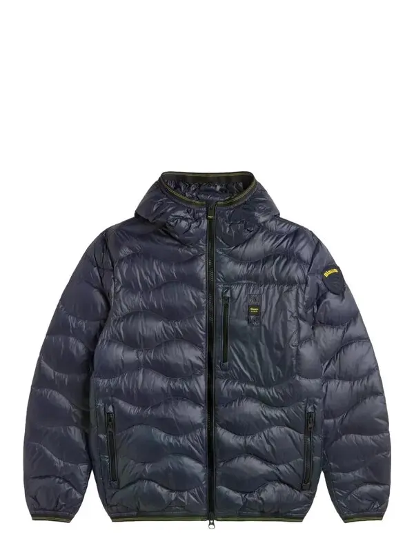 BLAUER. Quilted Hooded Jacket - Blue