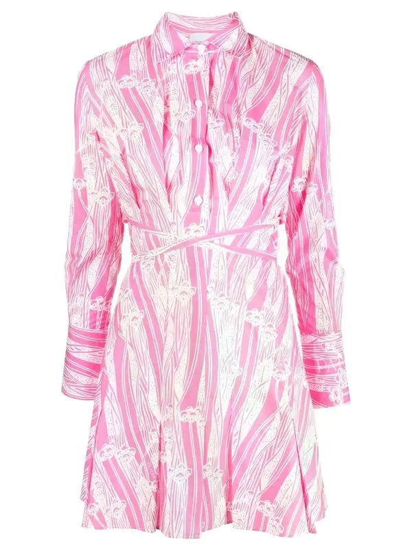 Patou Printed Tie-waisted Shirt Dress - Pink
