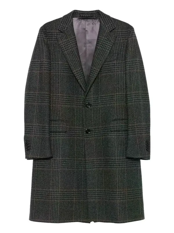 LARDINI Checked Wool Coat - Black