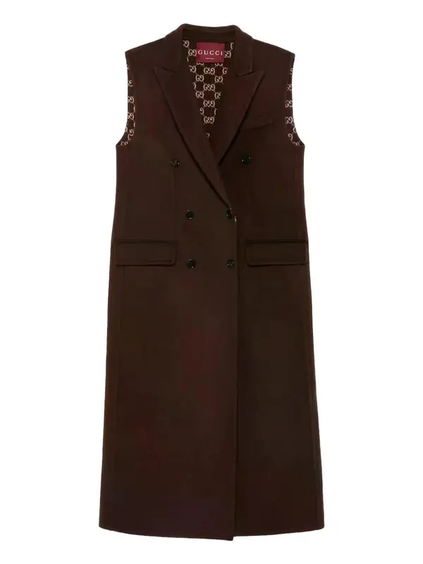 Gucci Double-breasted Sleeveless Coat - Brown