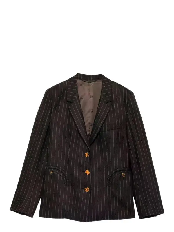 BLAZÉ MILANO Lady Maud Pinstripe Button-detail Blazer - Brown