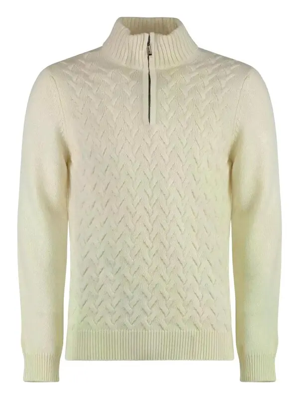 MOORER Cable-knit Half-zip Sweater - Neutrals