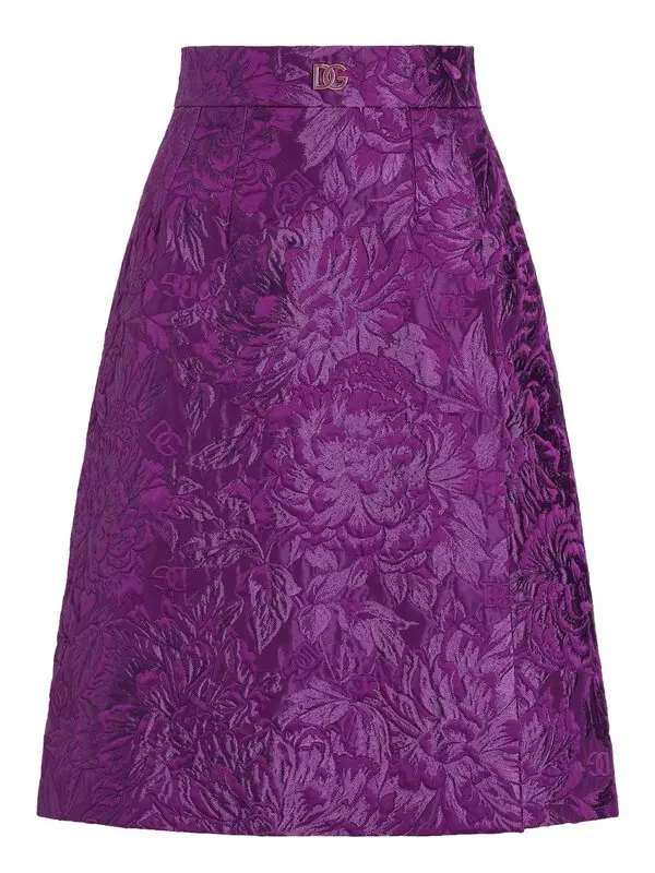 Dolce & Gabbana Peony Brocade Wrap Skirt - Purple