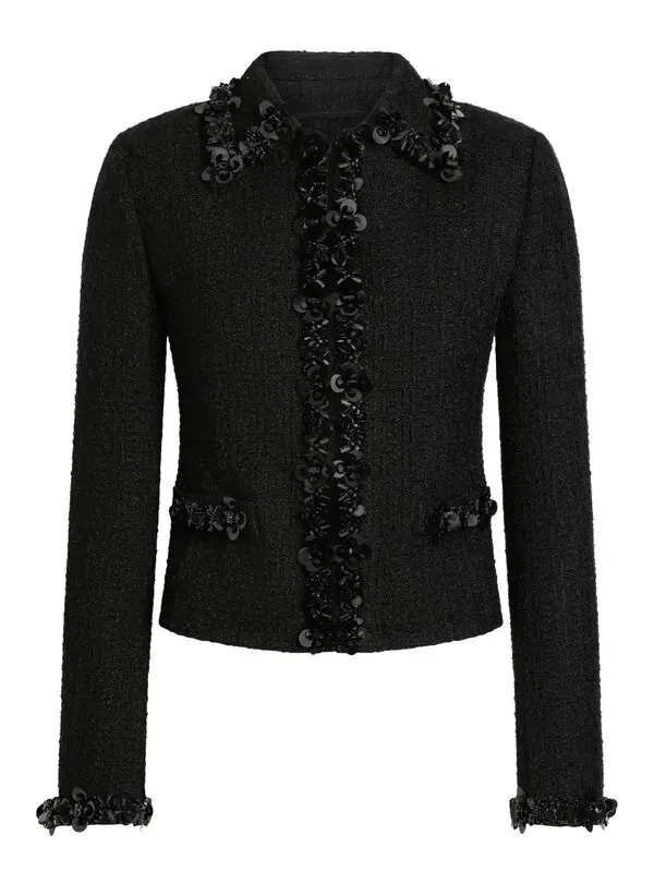 Dolce & Gabbana Short Jacket In Stretch Mat - Black