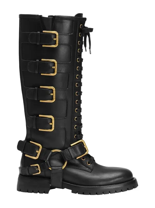 Dolce & Gabbana Smooth Leather Biker Boots - Black