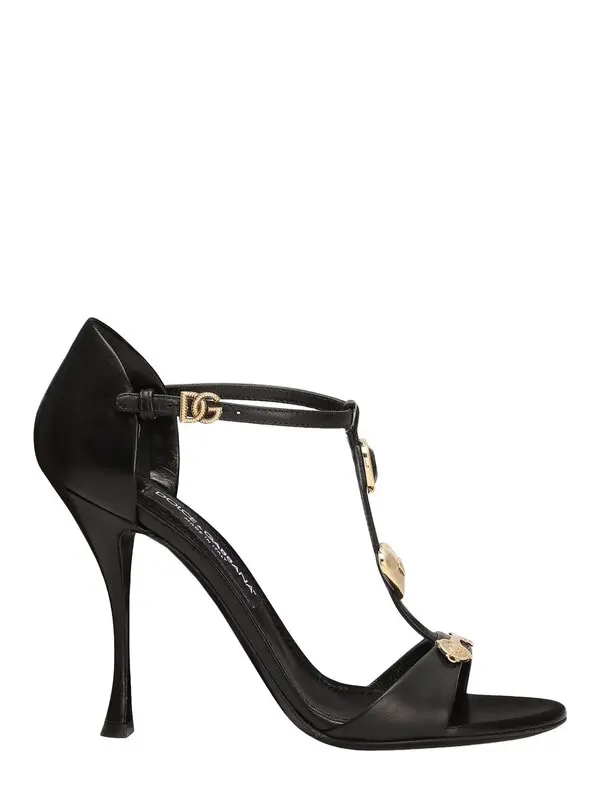 Dolce & Gabbana Goatskin Sandals With Embroidery - Black
