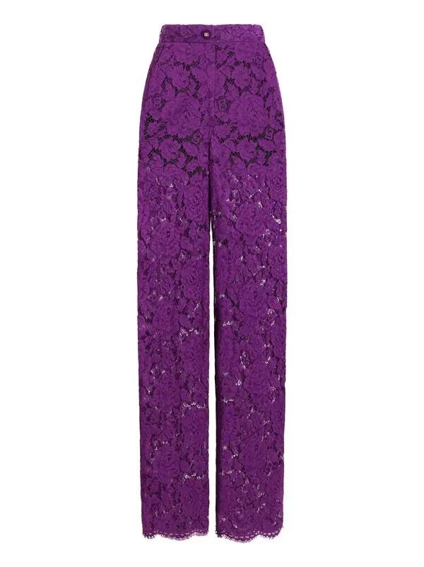 Dolce & Gabbana Cordonetto Lace Wide Leg Trousers - Purple