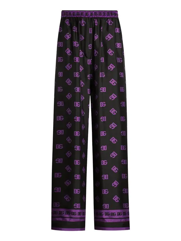 Dolce & Gabbana Dg Logo Silk Vanity Pants - Print