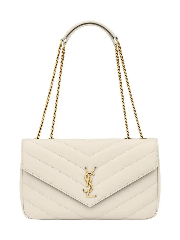 Saint Laurent Loulou Medium Matelasse Lambskin Shoulder Bag - Blanc Vintage