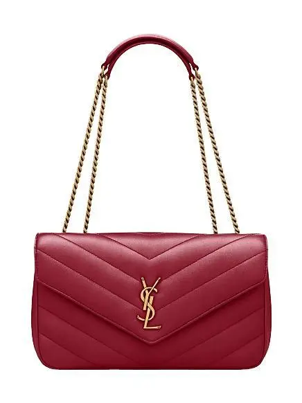 Saint Laurent Loulou Medium Matelasse Lambskin Shoulder Bag - Deeply Red
