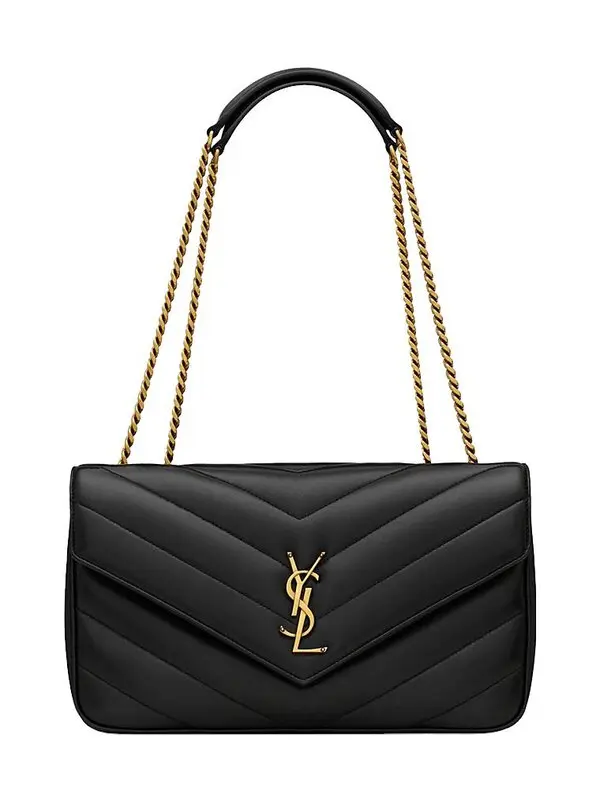 Saint Laurent Loulou Medium Matelassé Lambskin Shoulder Bag - Noir/gold