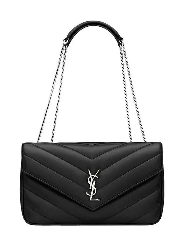 Saint Laurent Loulou Medium Matelasse Lambskin Shoulder Bag - Noir/silver