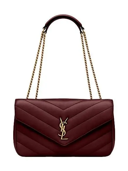 Saint Laurent Loulou Medium Matelasse Lambskin Shoulder Bag - Rouge Cabernet